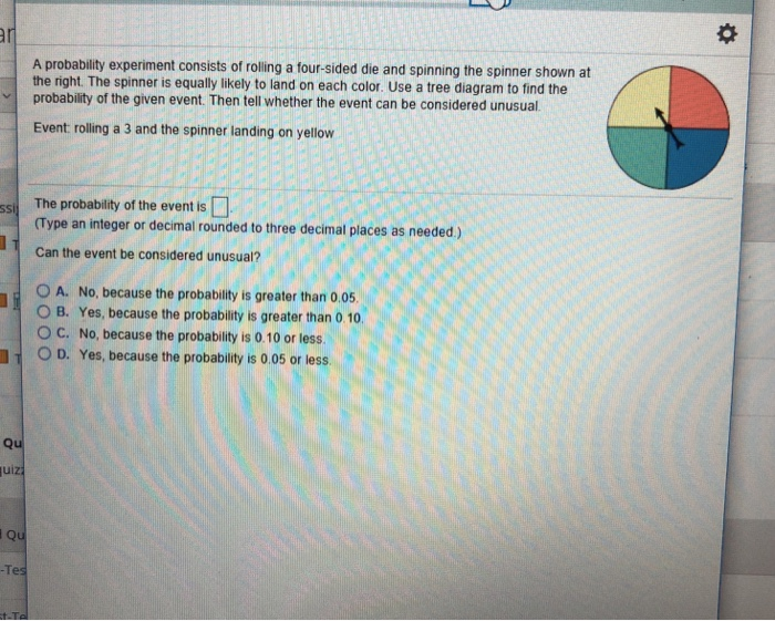 Solved A probability experiment consists of rolling a | Chegg.com