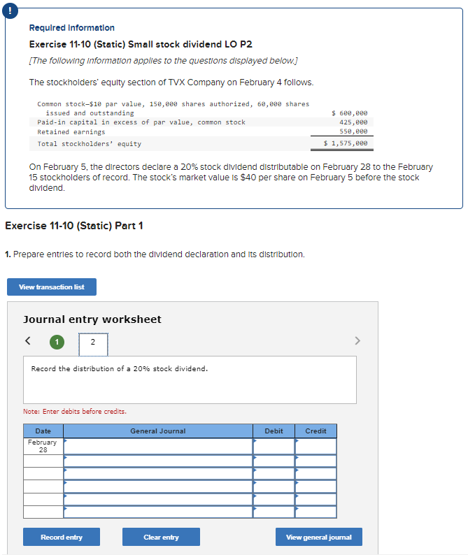 Solved On February 5 , the directors declare a 20% stock | Chegg.com