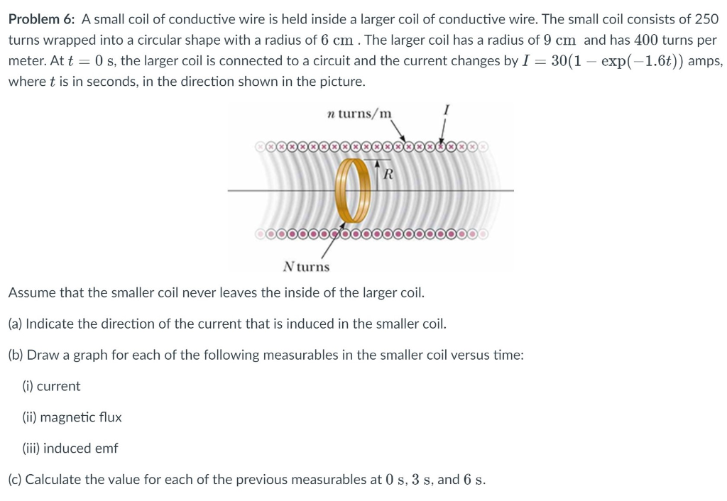 Solved Problem 6: A small coil of conductive wire is held | Chegg.com