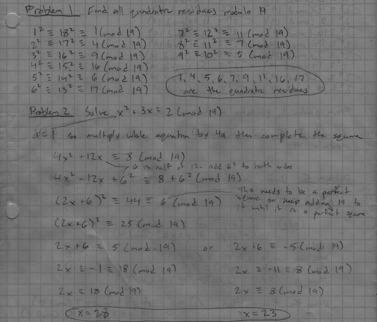 Solved Problem 1 Find all quadratic residues modulo 19. | Chegg.com