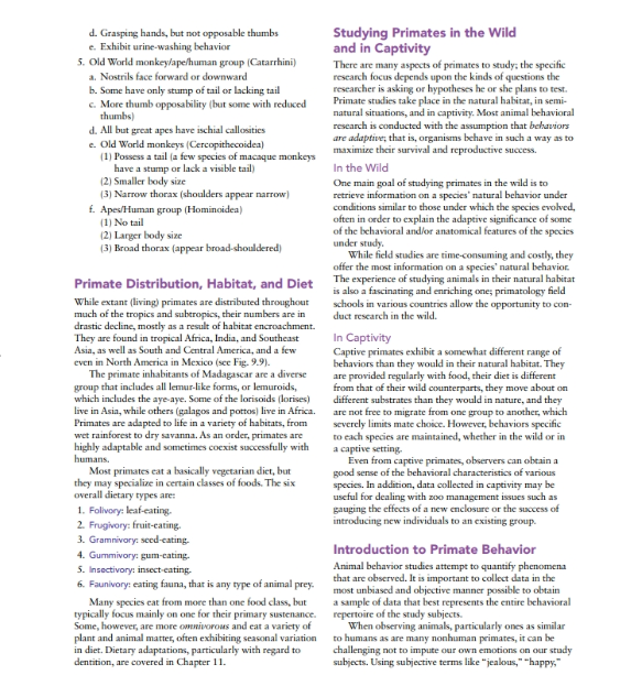 Solved d. Grasping hands, but not opposable thumbs e Exhibit | Chegg.com