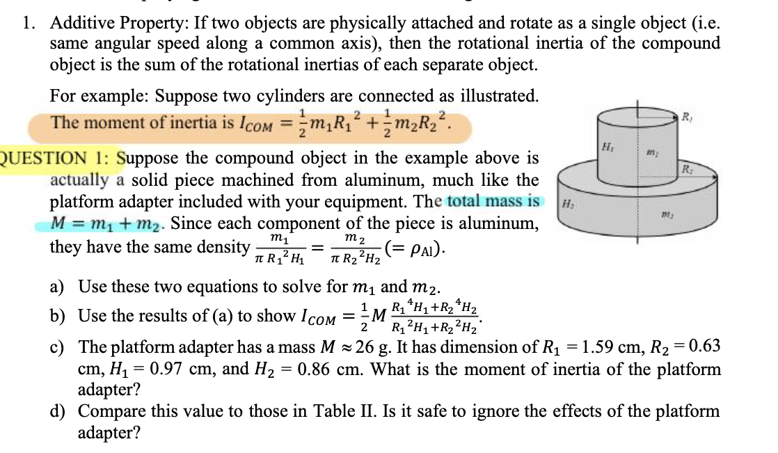 Solved R H, R; H. 1. Additive Property: If two objects are | Chegg.com