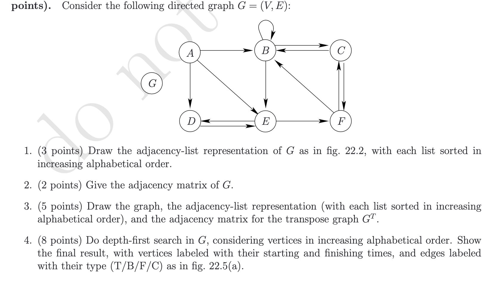 Solved points). Consider the following directed graph G = | Chegg.com