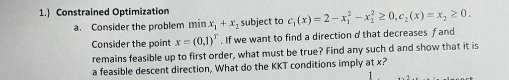Solved a. Consider the problem minx1+x2 subject to | Chegg.com