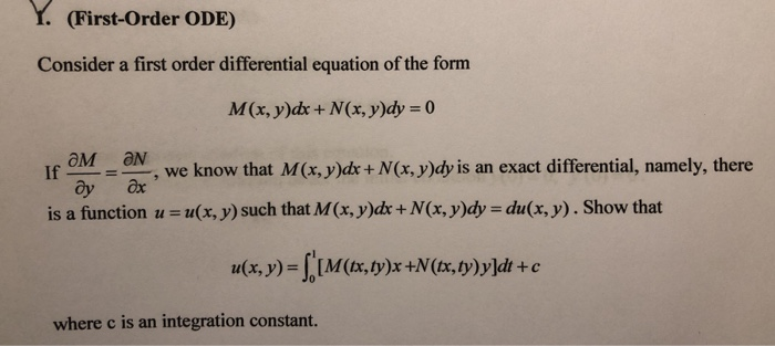 Solved I. (First-Order ODE) Consider a first order | Chegg.com