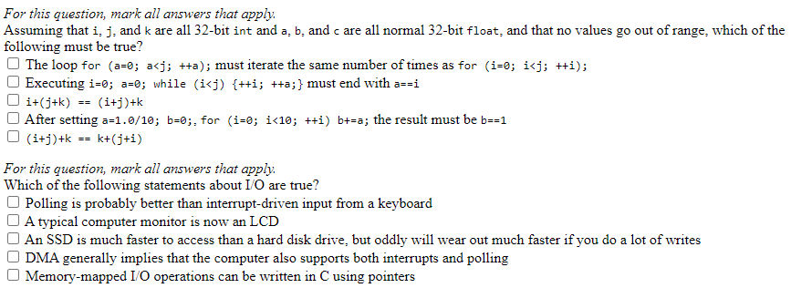 Solved For this question, mark all answers that apply. | Chegg.com