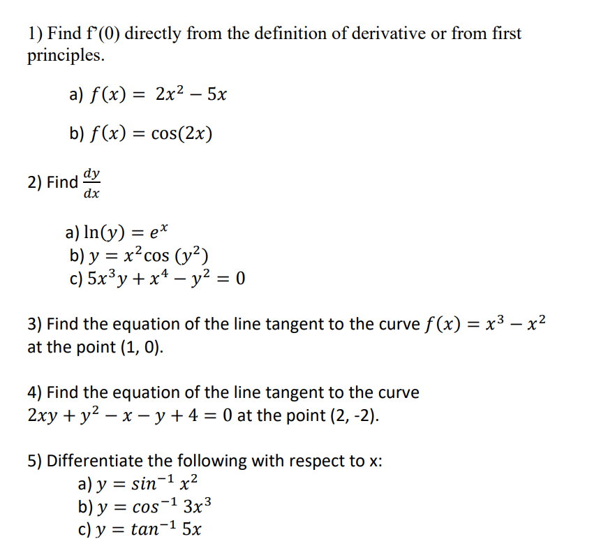Solved 1) Find f′(0) directly from the definition of | Chegg.com