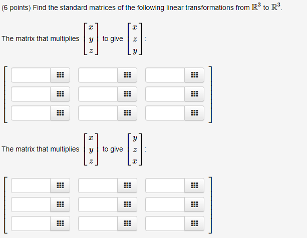 Solved Find the standard matrices of the following | Chegg.com