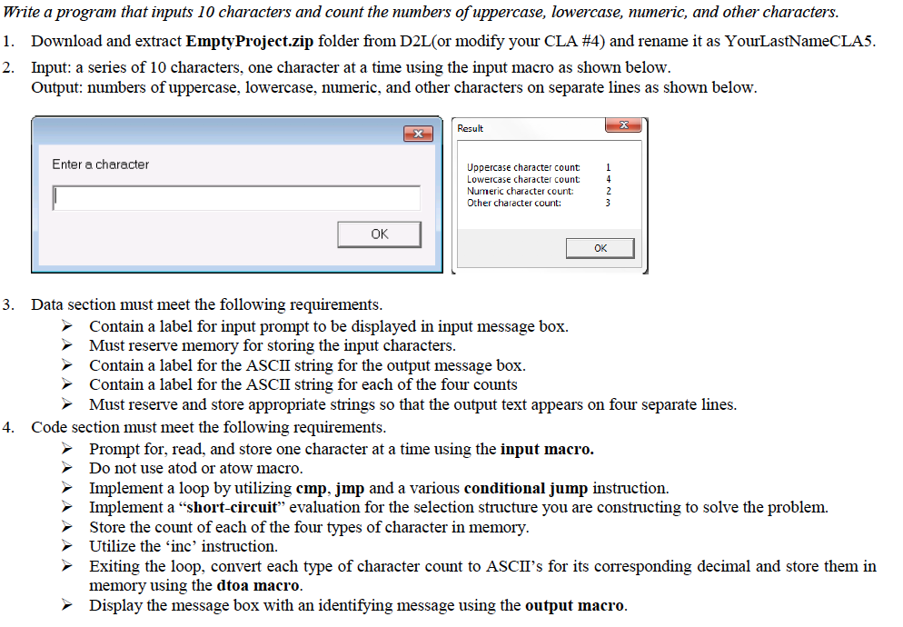 Write a program that inputs 10 characters and count | Chegg.com