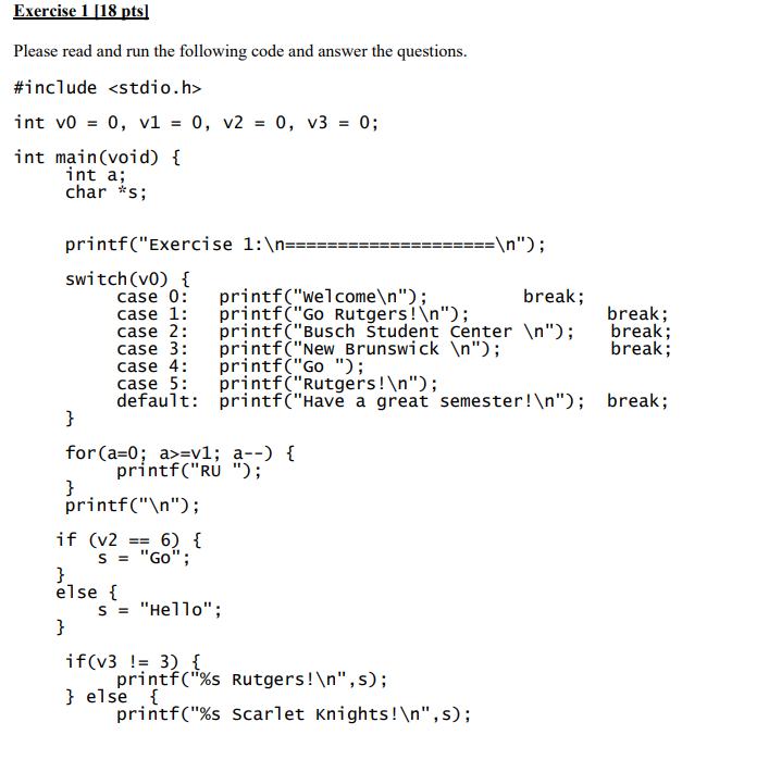 Solved Exercise 1 [18 pts Please read and run the following | Chegg.com