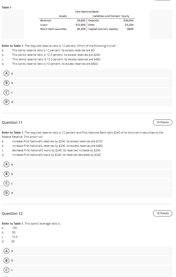 Solved First National Bank Refer to Table 1. The required | Chegg.com