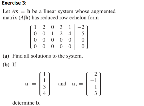 Solved Exercise 3: Let Ax=b be a linear system whose | Chegg.com