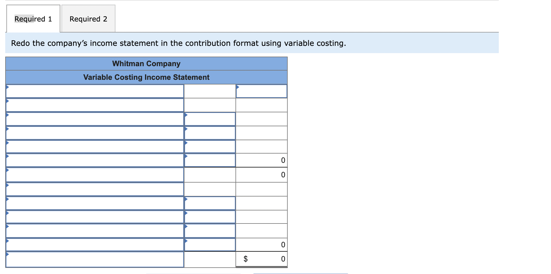 Solved Redo the company's income statement in the | Chegg.com