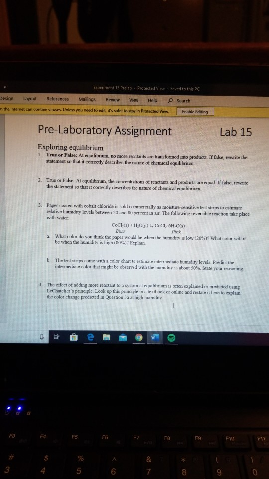 Solved Experiment 15 Prelab - Protected View - Saved to this | Chegg.com