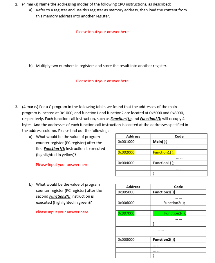 Solved Name: Please input your name Student ID: Please input | Chegg.com