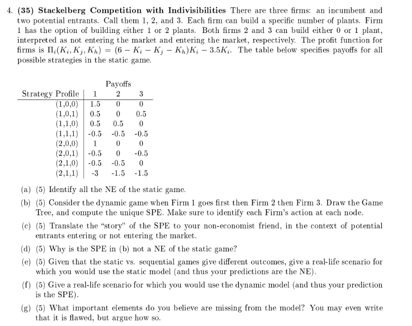 Solved 4. (35) Stackelberg Competition with Indivisibilities | Chegg.com