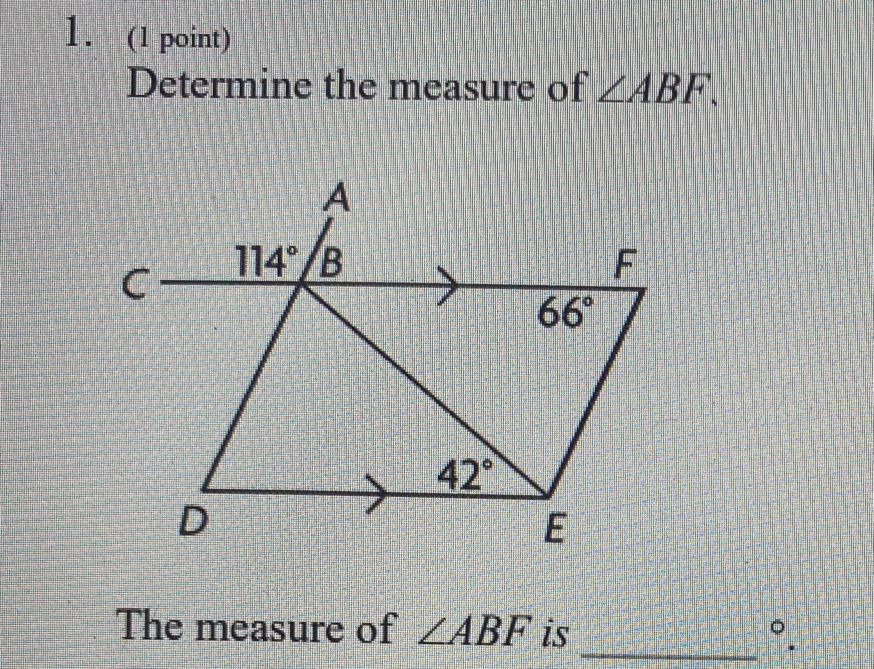 Solved Determine the measure of ∠ABF. The measure of ∠ABF is | Chegg.com