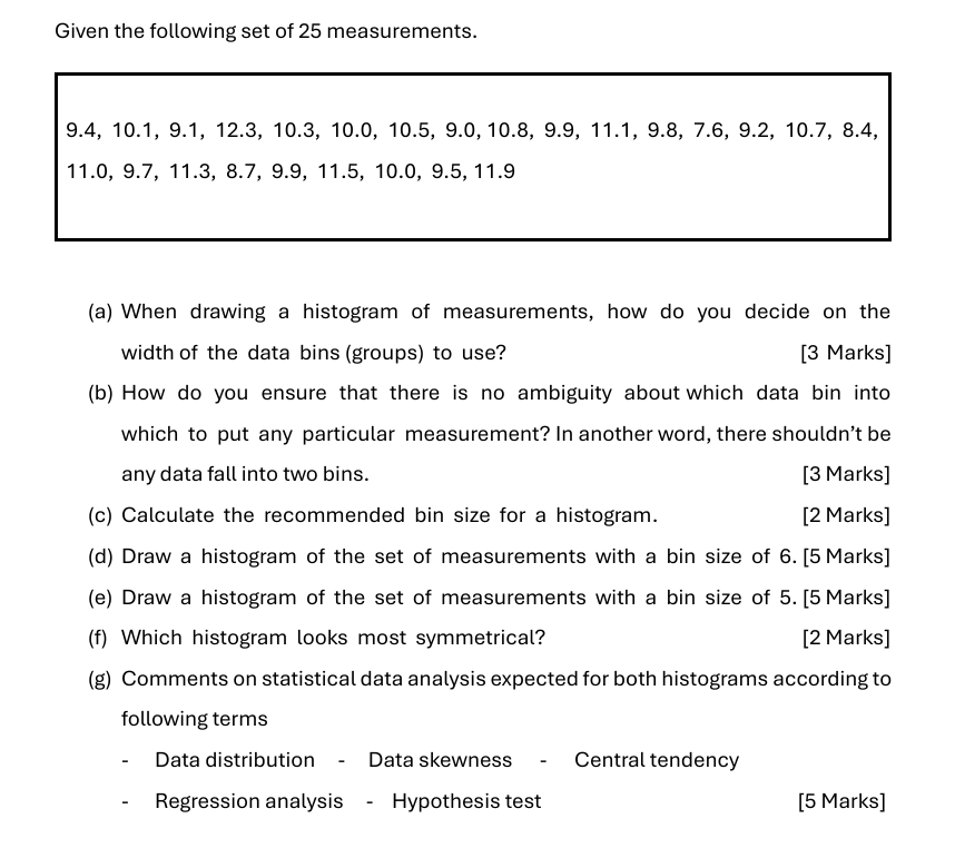 Solved Given the following set of 25 | Chegg.com