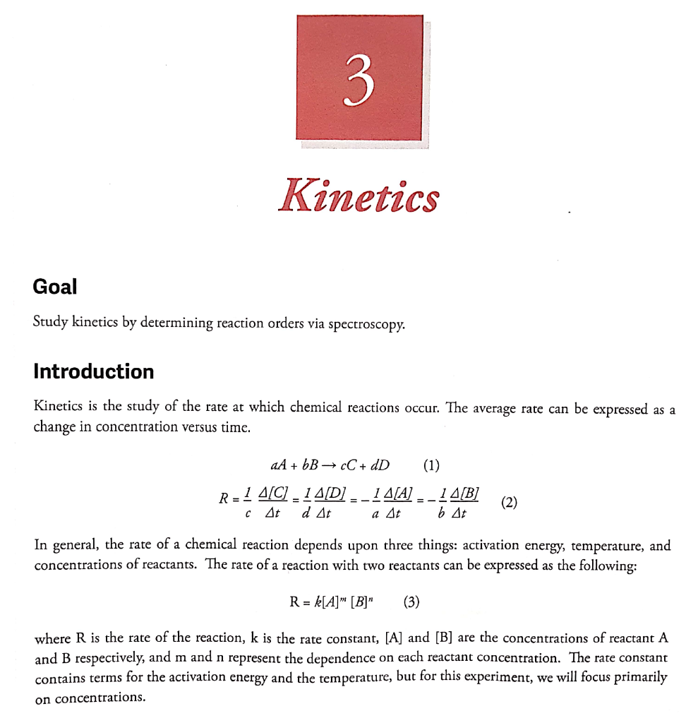 Solved Kinetics Goal Study kinetics by determining reaction | Chegg.com