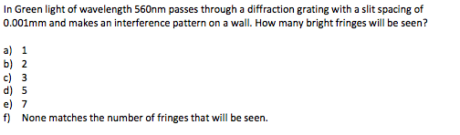 Solved In Green light of wavelength 560nm passes through a | Chegg.com