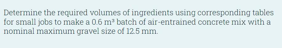 Solved Determine the required volumes of ingredients using | Chegg.com