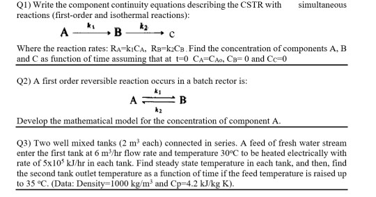 Solved Q1) Write the component continuity equations | Chegg.com