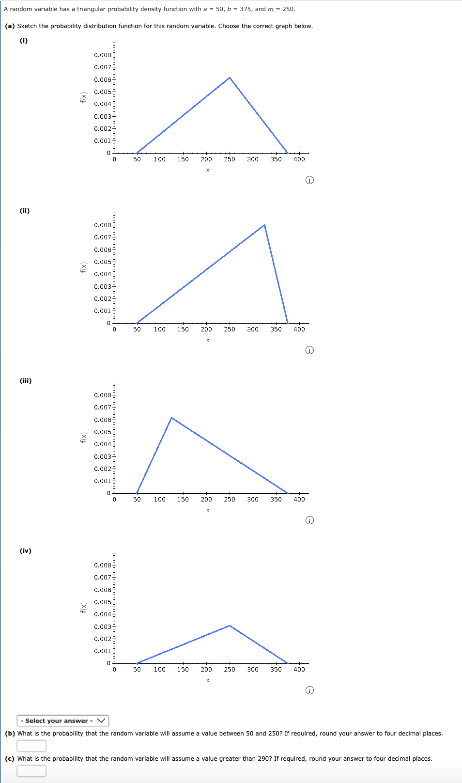 Solved A random variable has a triangular probability | Chegg.com