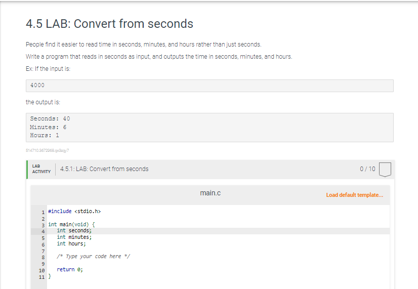 Solved 4.5 LAB: Convert from seconds People find it easier | Chegg.com