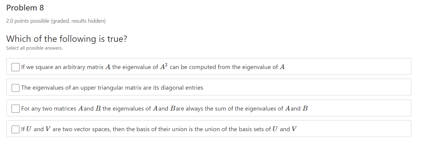 Solved Problem 8 2.0 points possible (graded, results | Chegg.com