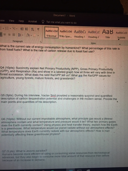 Solved Documenti - Word wiew View Help Acrobat Tell me what | Chegg.com