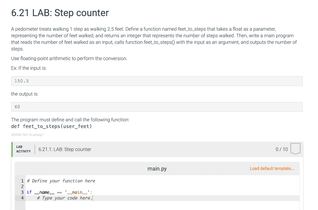 Solved 6.21 LAB: Step counter A pedometer treats walking 1 | Chegg.com
