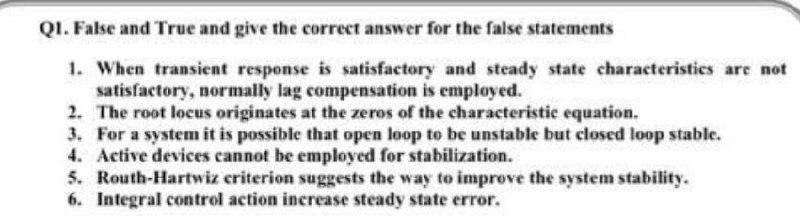 Solved QI. False and True and give the correct answer for | Chegg.com