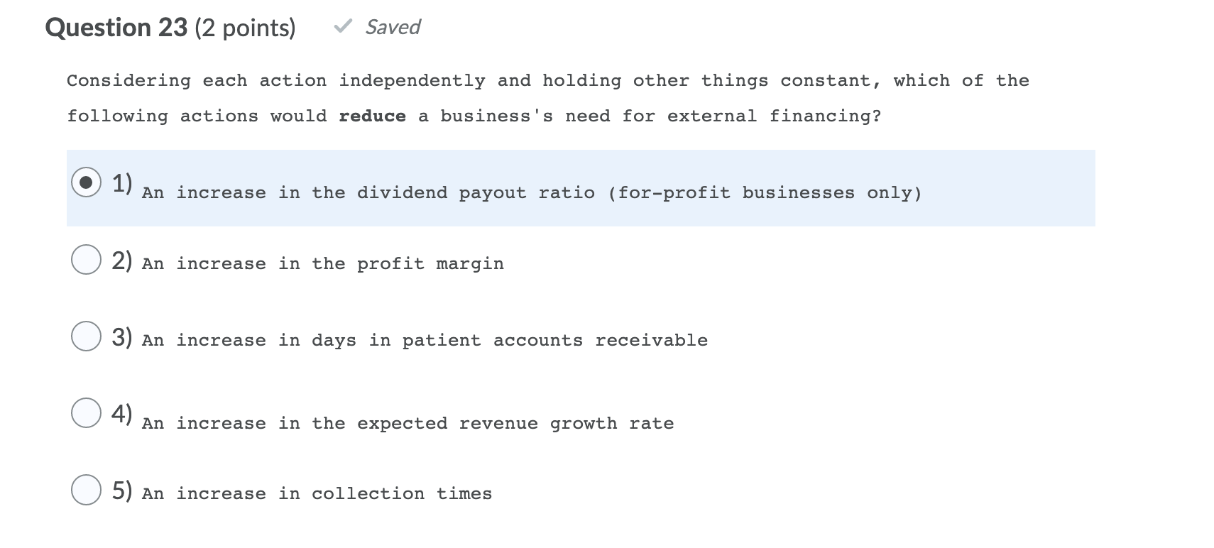 Solved Question 23 (2 points) Saved Considering each action | Chegg.com