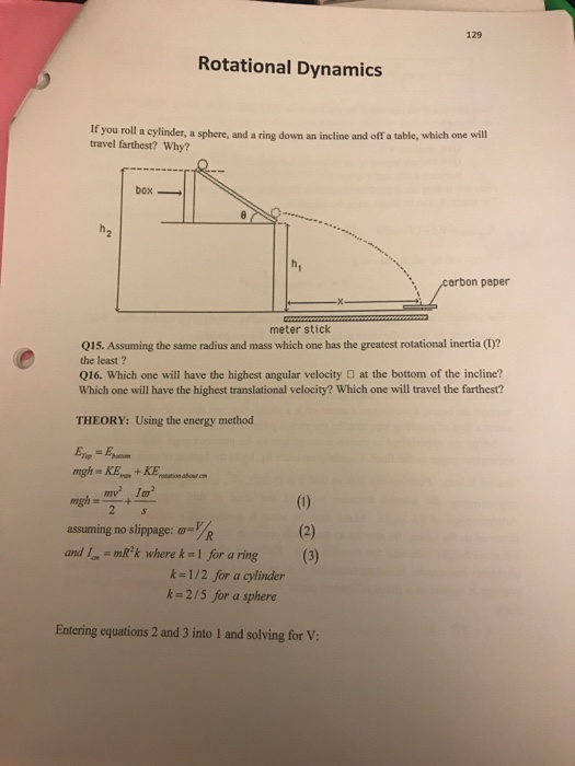 Solved I need help with the rotational dynamics lab : | Chegg.com