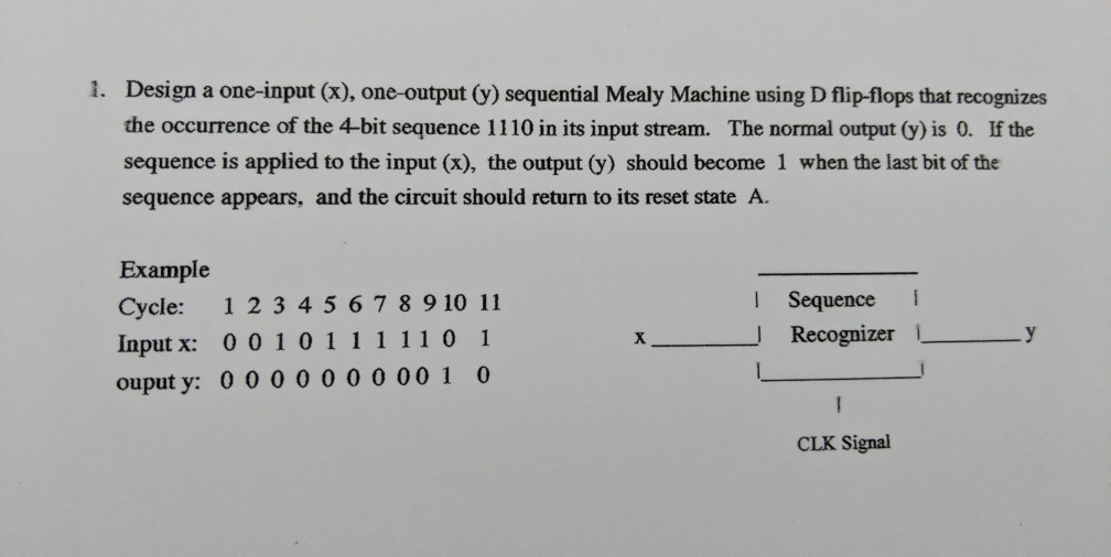 Solved Drsign a one-input (x), one-output (y)sequential | Chegg.com