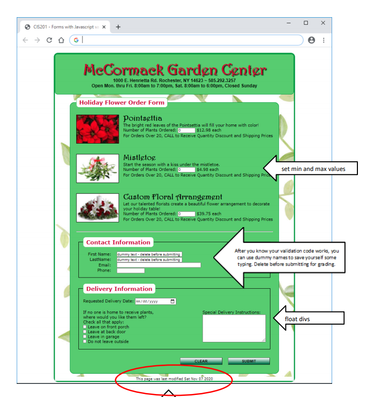 CIS201 Form Validation using JavaScript (value = | Chegg.com