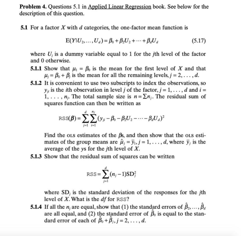 Problem 4 Questions 5 1 In Applied Linear Regression