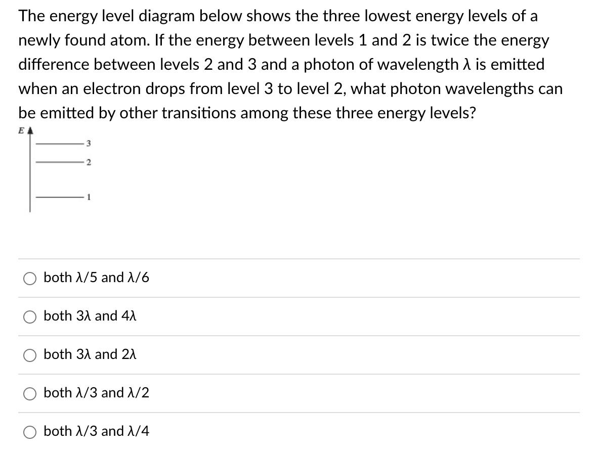 Solved The energy level diagram below shows the three lowest | Chegg.com