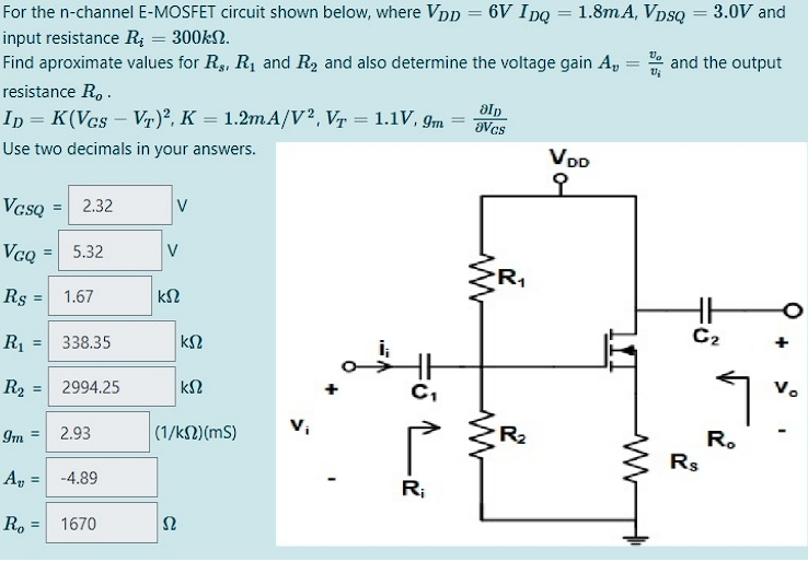Solved For the n-channel E-MOSFET circuit shown below, where | Chegg.com