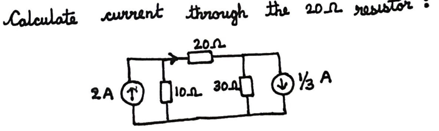 Solved Calculate current through the 20Ω ﻿resustor: | Chegg.com