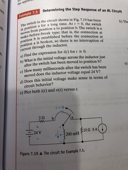 Solved the applic Determining the Step Response of an RL | Chegg.com