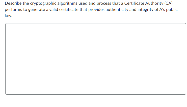 Solved Describe the cryptographic algorithms used and | Chegg.com