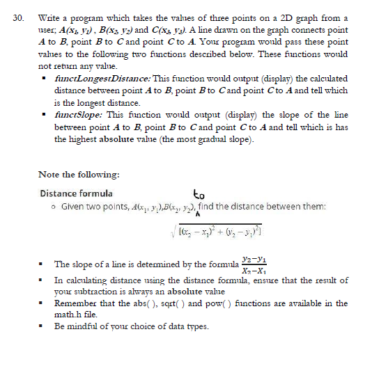 Solved 30. Write a program which takes the values of three | Chegg.com
