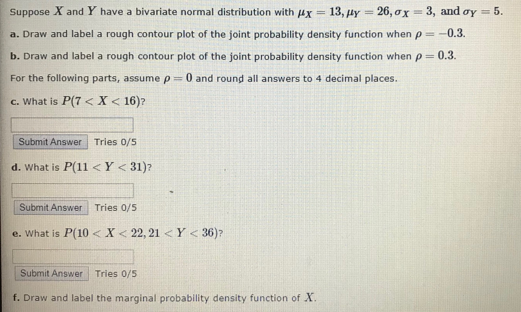 Solved Suppose X and Y have a bivariate normal distribution | Chegg.com
