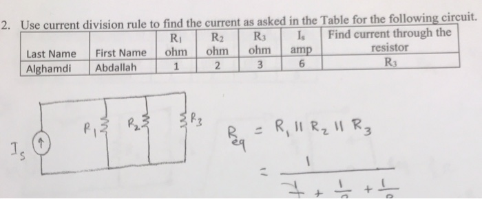 Solved Use current division rule to find the current as | Chegg.com