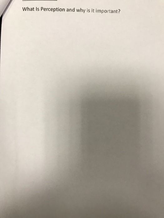 Solved What Is Perception and why is it important? | Chegg.com