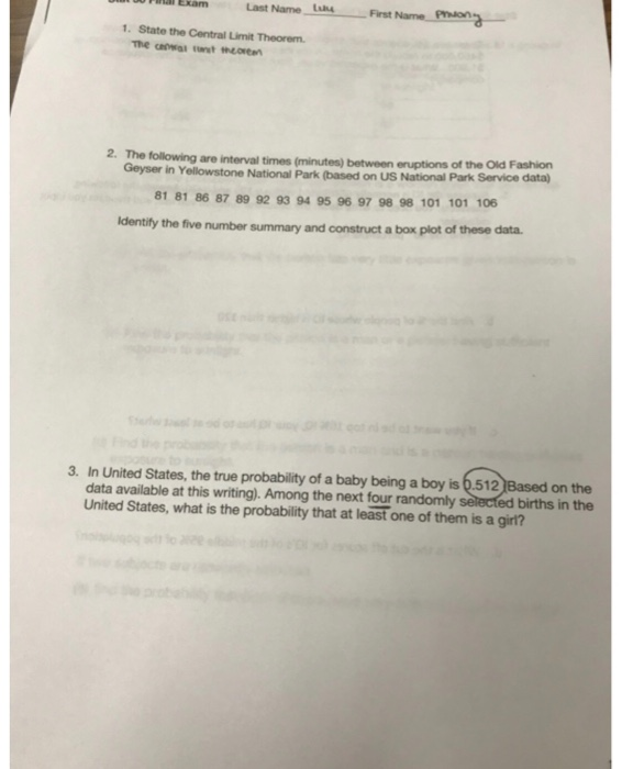 Solved ast Name First Name Phon- Eam 1. State the Central | Chegg.com