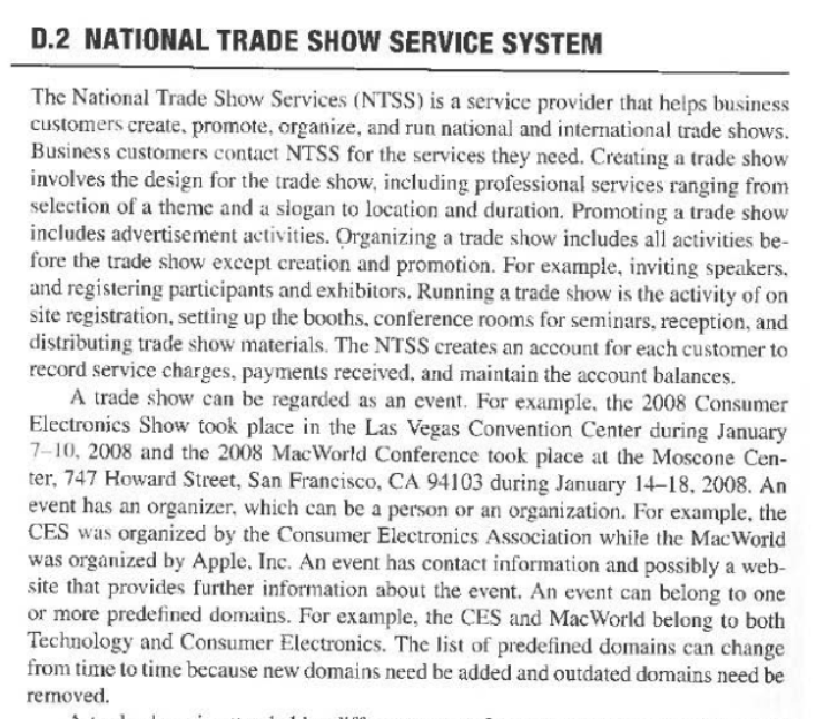 Solved The National Trade Show Services (NTSS) is a service | Chegg.com