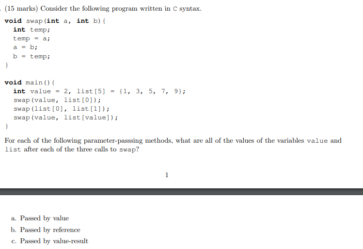 Solved (15 marks) Consider the following program written in | Chegg.com