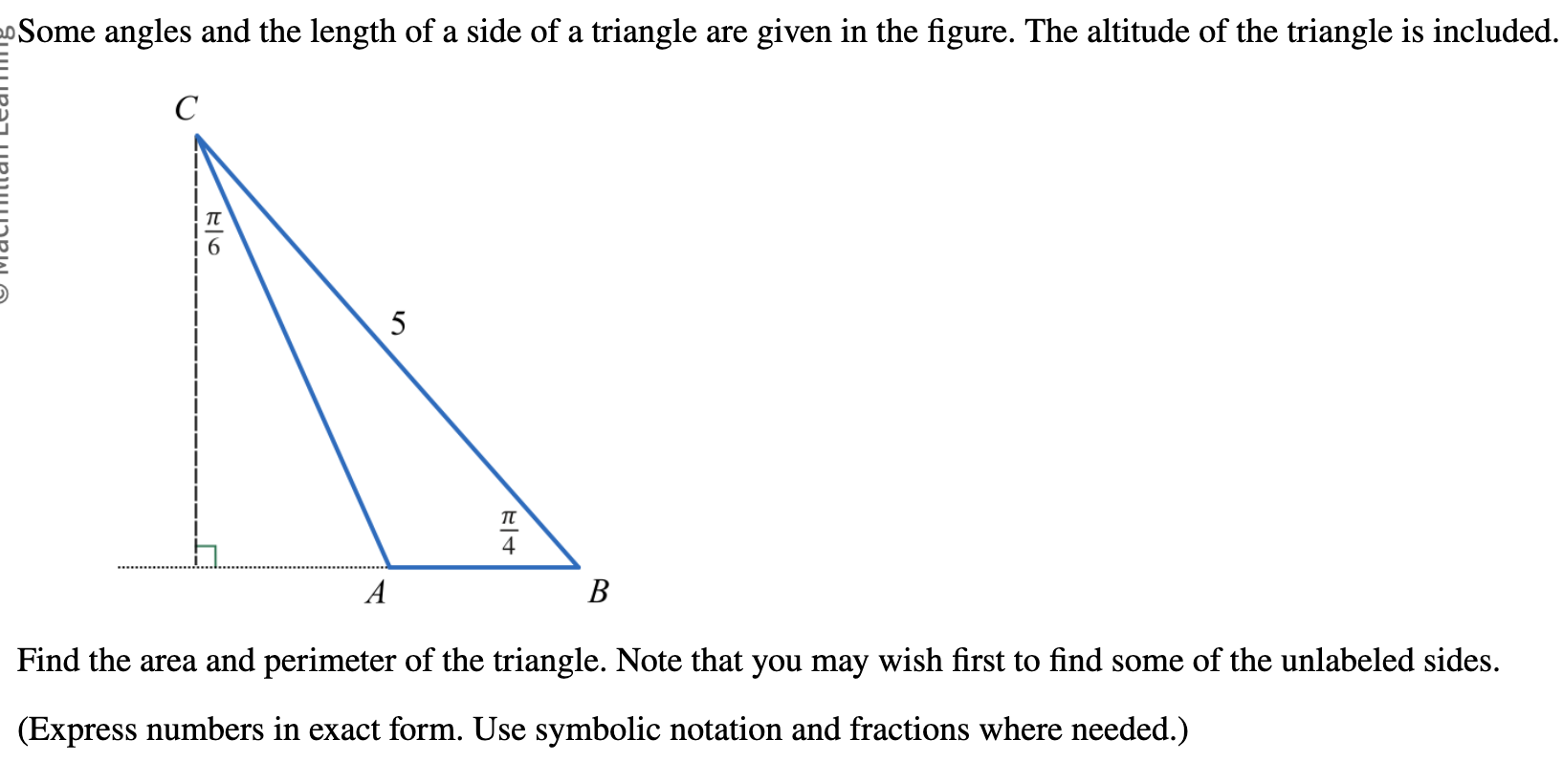 Solved Some angles and the length of a side of a triangle | Chegg.com